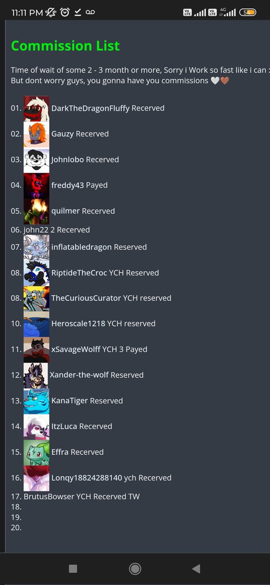 Helix on Twitter: "Commission list Update, 3 free slots"