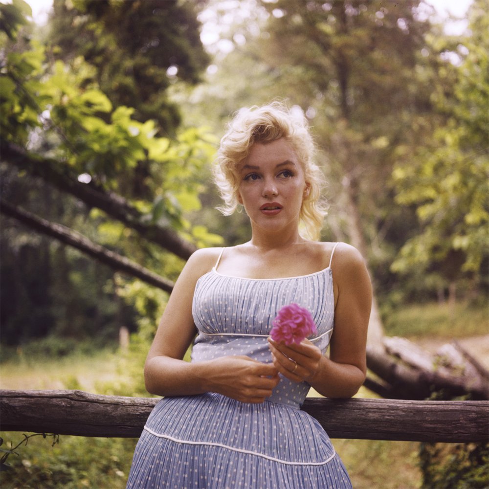 Marilyn Monroe Blue Dress Flower