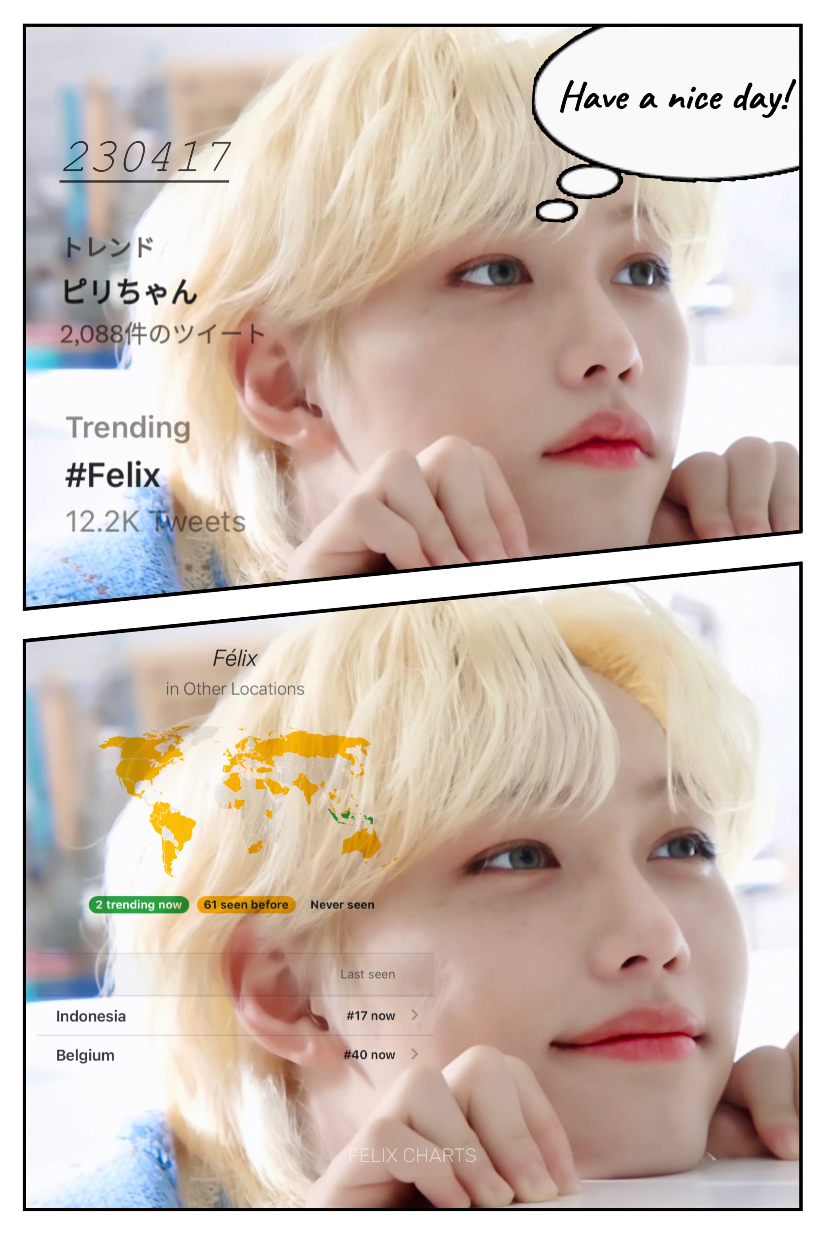 FELIX CHARTS on Twitter: "📈 TRENDS | 230417 ♡ FELIX’s been trending in multiple countries for ...