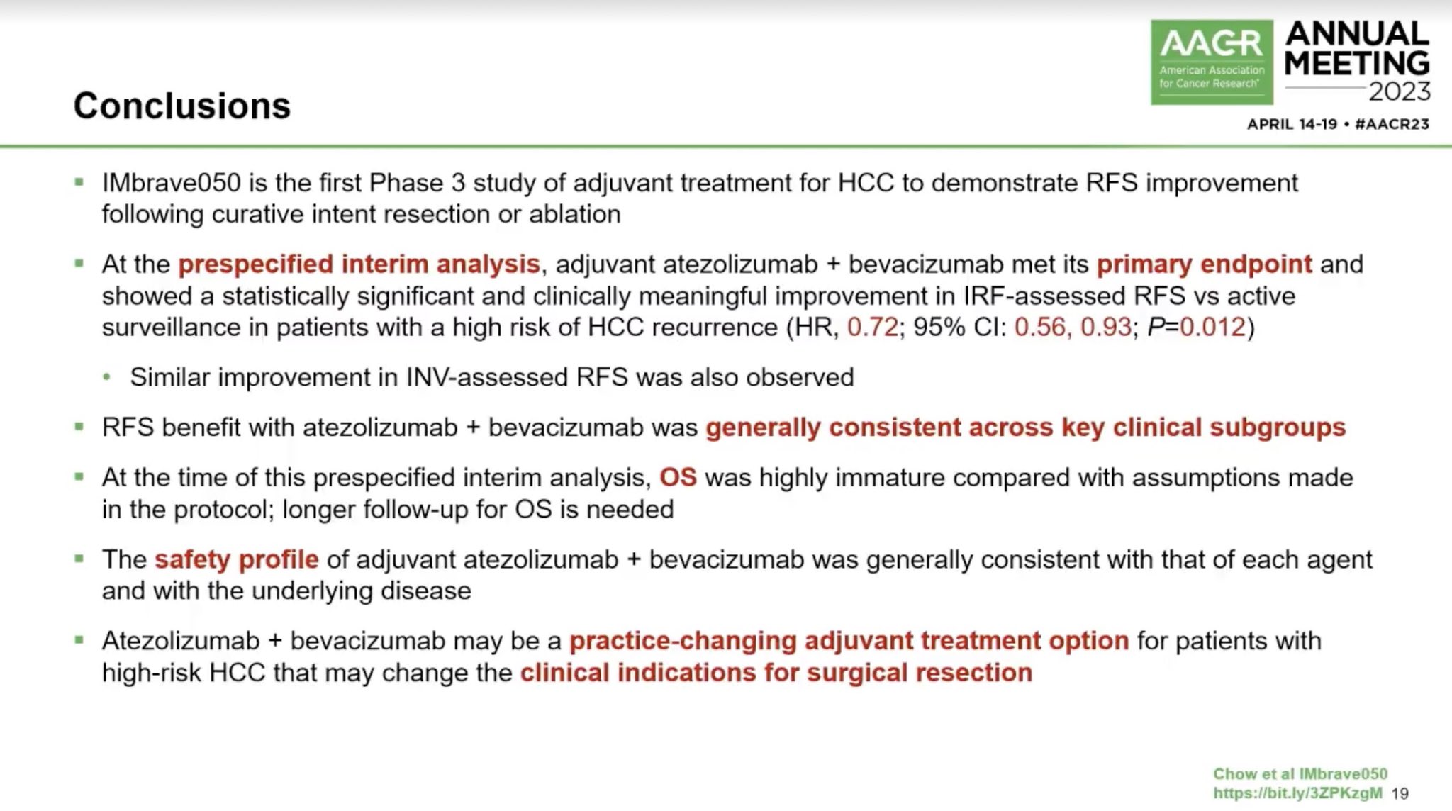 AACR 2023: IMbrave050: Phase 3 study of adjuvant atezolizumab + bevacizumab versus active ...