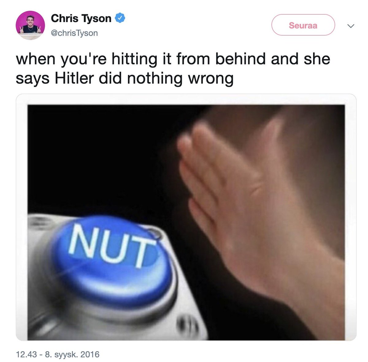 Narwitz on Twitter: "To be fair to Chris, I too can only nut when Hitler is involved."