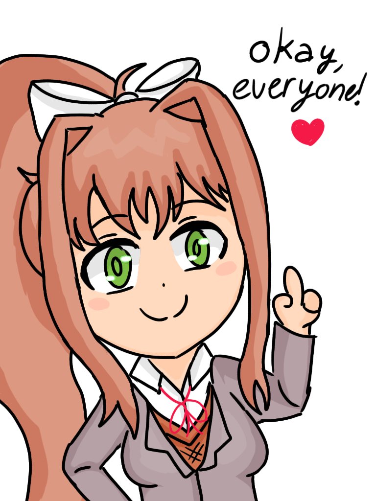 drawing monika daily! on Twitter: "Day 1: hi! #DDLC #DokiDokiLiteratureClub #monika # ...