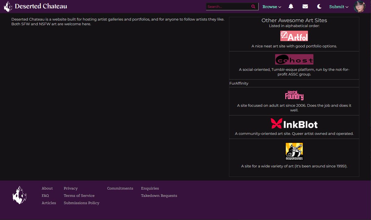 Ant on Twitter: "A draft WIP of Deserted Chateau's front/home page. Left side: basic explanation ...