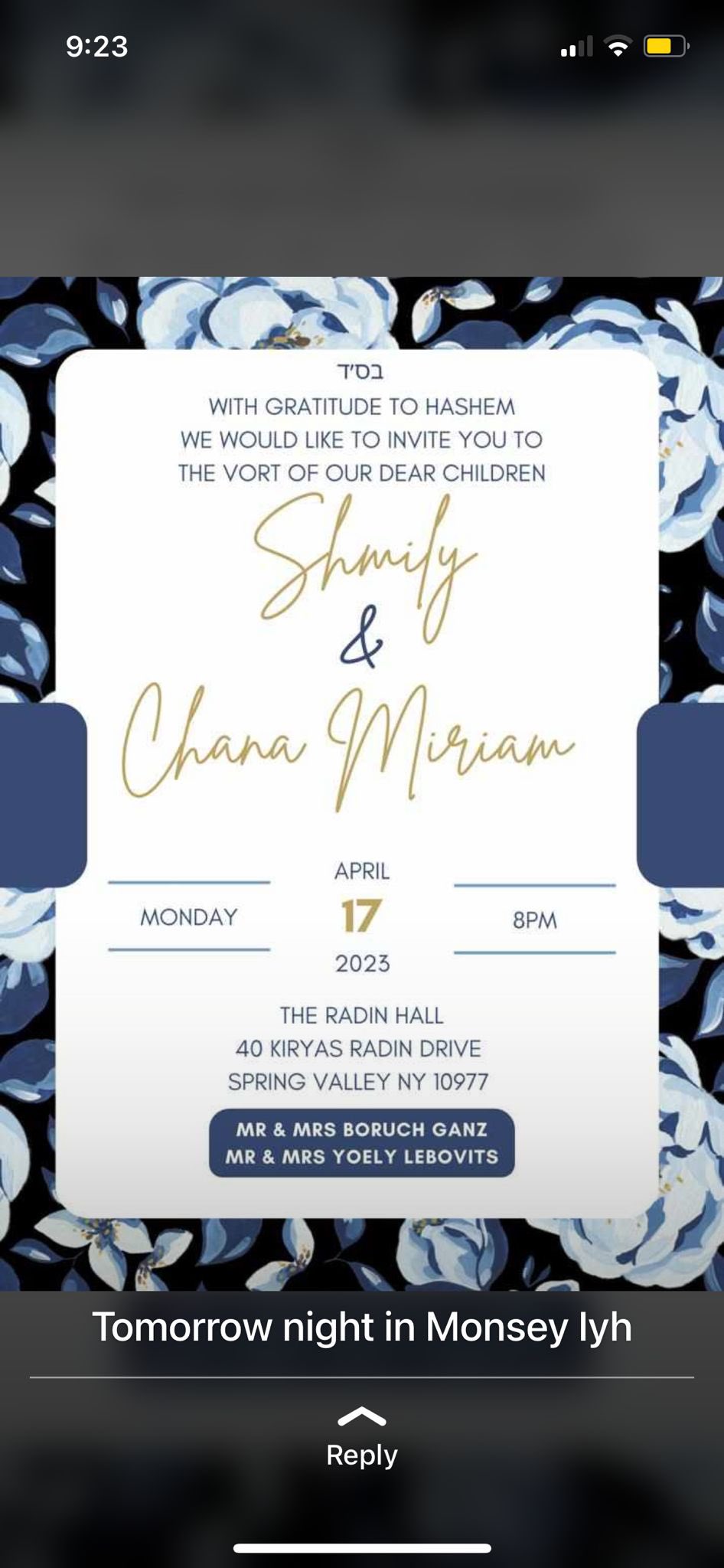 Yoely Lebovits on Twitter: "I’m happy to announce good news. My daughter is engaged to Shmily ...