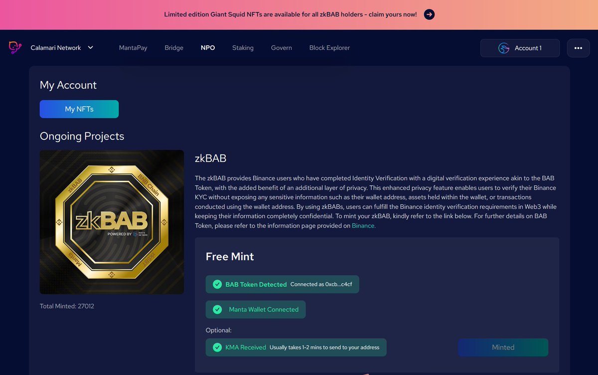 Manta Network 中文社区（🔱,🔱） on Twitter: "zkBAB Mint 和 $KMA Staking 质押 与新的一周更般配哦~ zkBAB Mint 入口：https ...