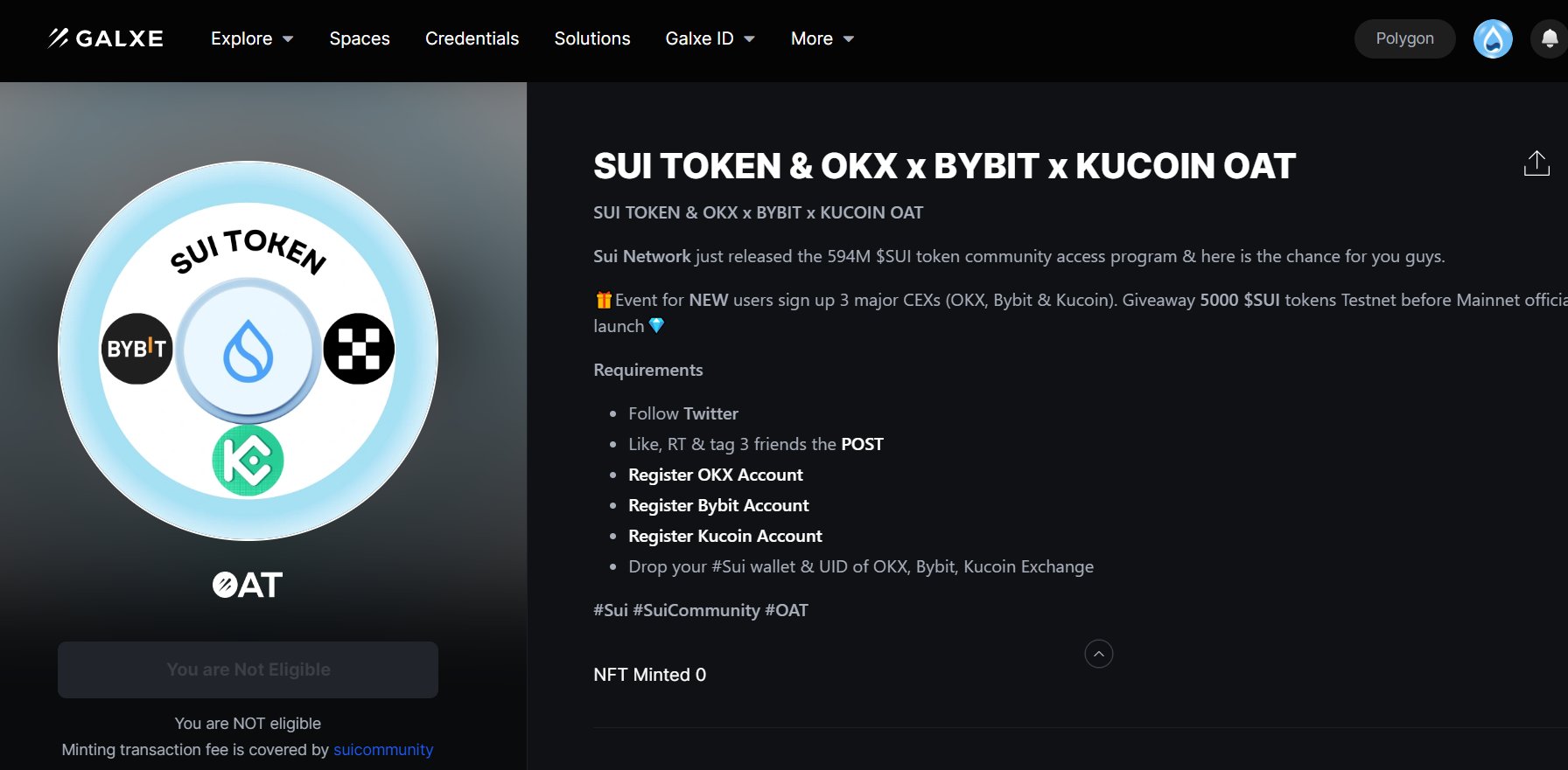 Sui Community💧 on Twitter: "SUI TOKEN & #OKX x #Bybit x #Kucoin OAT 🎁Event for NEW users sign up ...