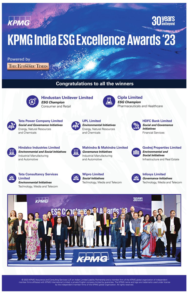 KPMG India on Twitter: "Congratulations to all the winners of the @KPMGIndia #ESG Excellence ...