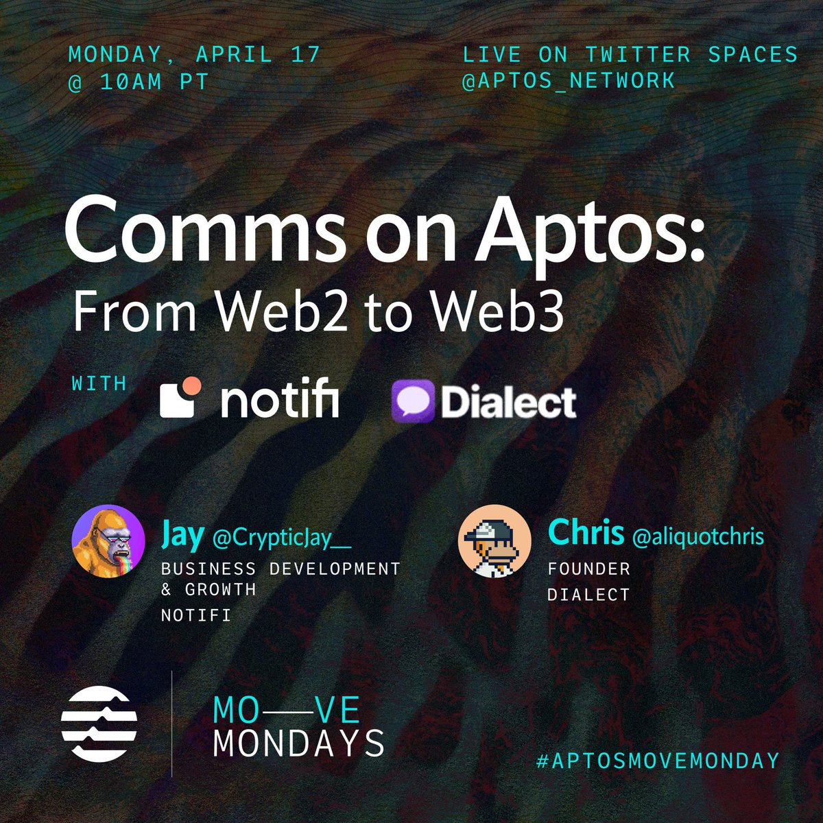 Aptos on Twitter: "This week’s #AptosMoveMonday features special guests @CrypticJay__ (Biz Dev ...