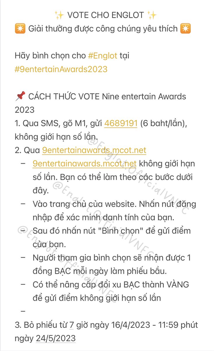 𝐄𝐧𝐠𝐥𝐨𝐭 𝐎𝐟𝐟𝐢𝐜𝐢𝐚𝐥 𝐕𝐢𝐞𝐭𝐧𝐚𝐦 𝐅𝐂 on Twitter: "Dưới đây là CÁCH VOTE #9entertainAwards2023 Bạn nào ...