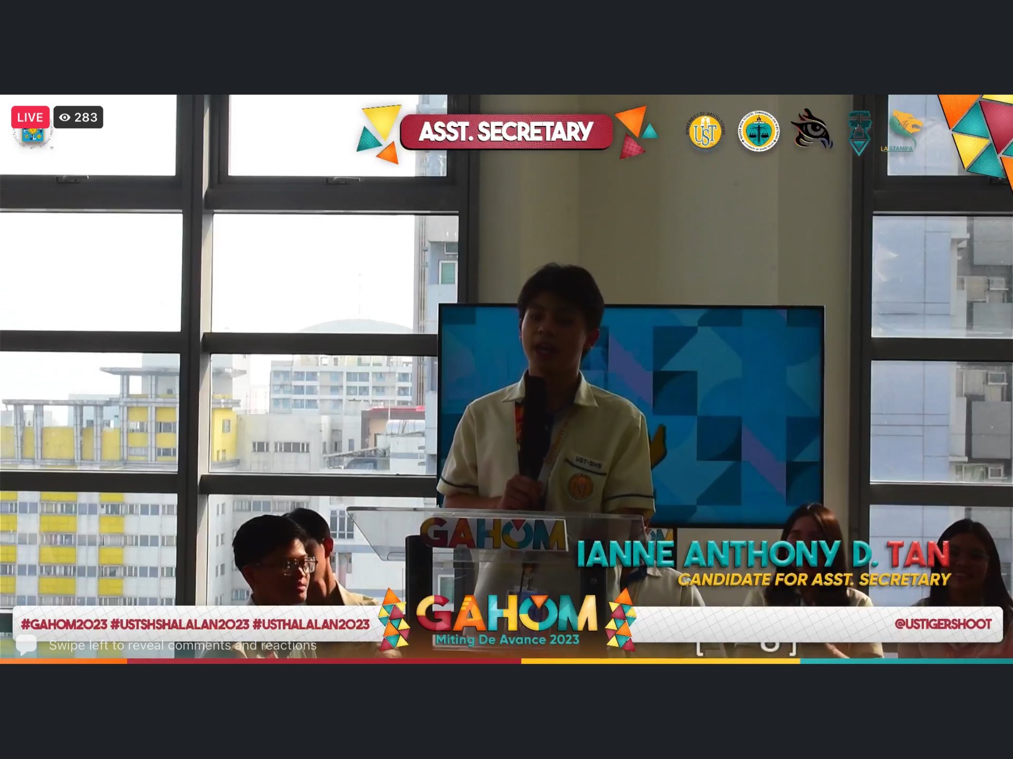 UST SHS TDV on Twitter: "[16:17] HAPPENING NOW: The introduction of Mx. Lominoque, the candidate ...