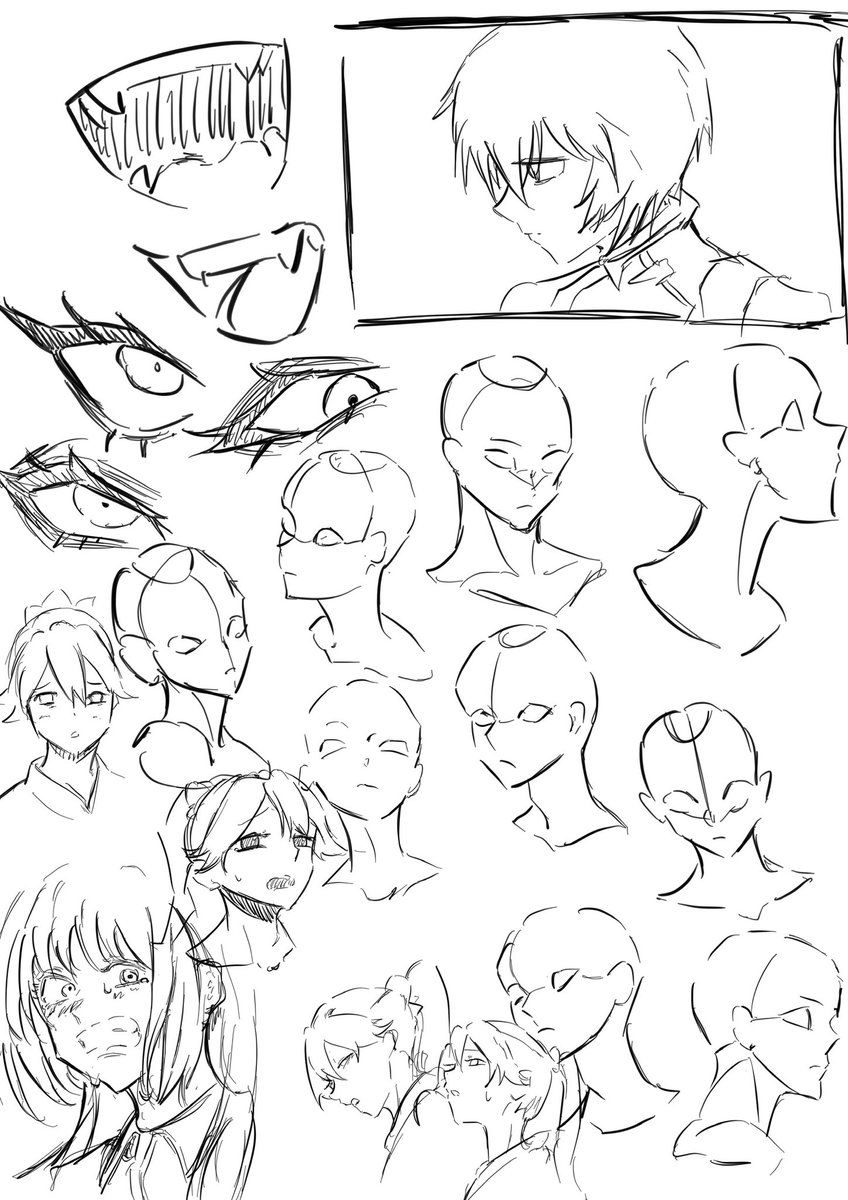 「4月17日 ・Pinterestスケッチ ・Jdotkdot目口スケッチ ・E-sakuga 模写 」長井 葱 /Nagai Negiの漫画