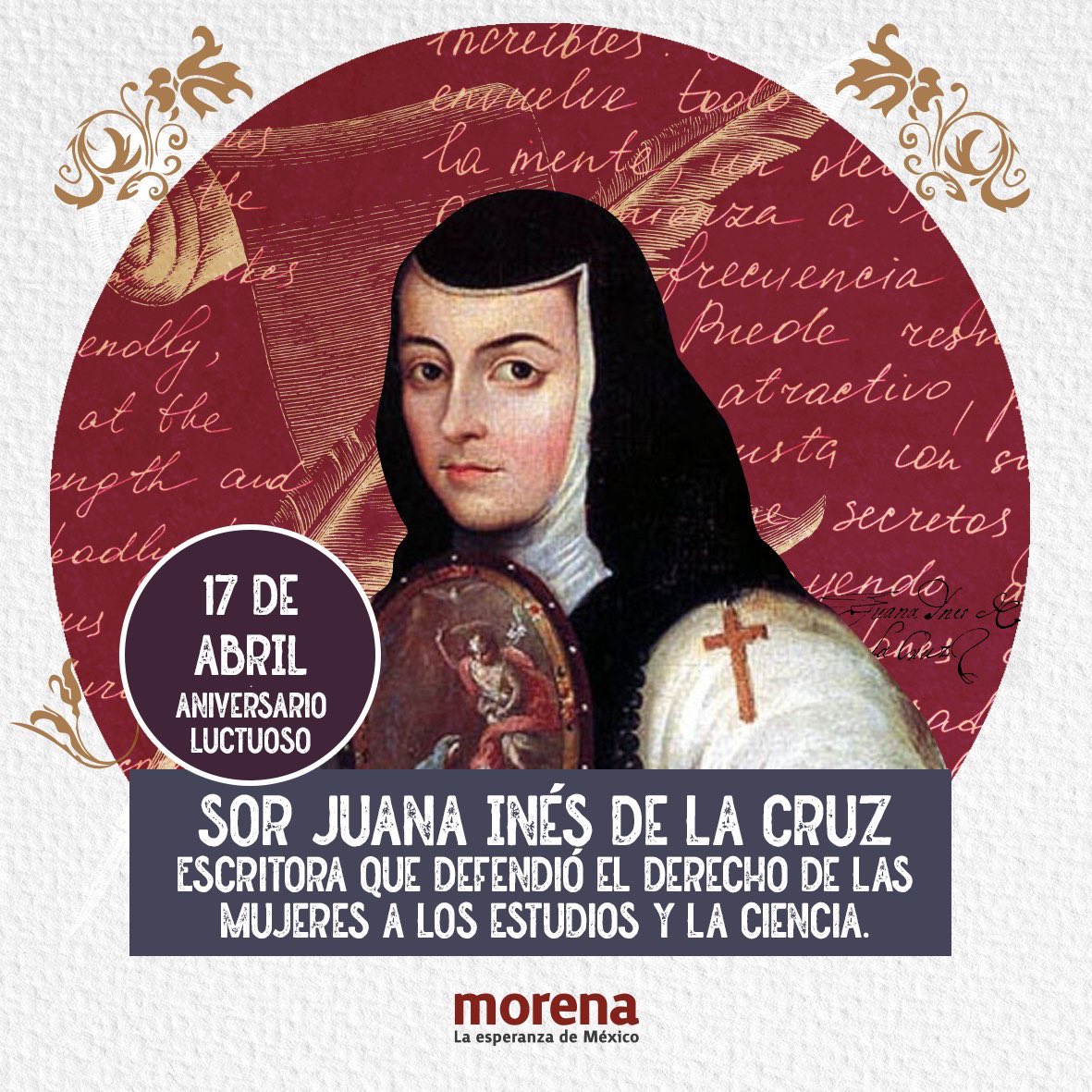 Morena on Twitter: "Hoy se conmemora el aniversario luctuoso de Sor ...