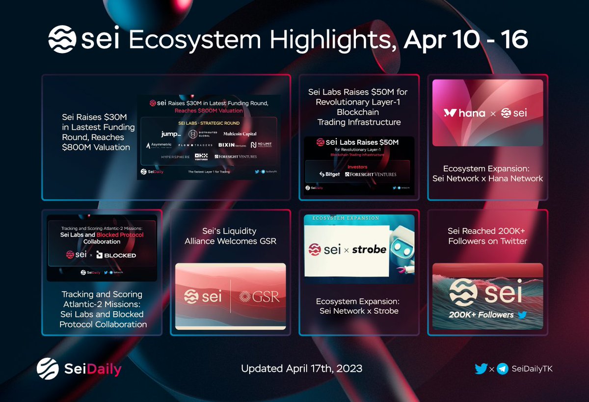 Sei Daily on Twitter: "♒ #Sei Ecosystem Highlights, Apr 10-16 🤩 @SeiNetwork has raised a total ...