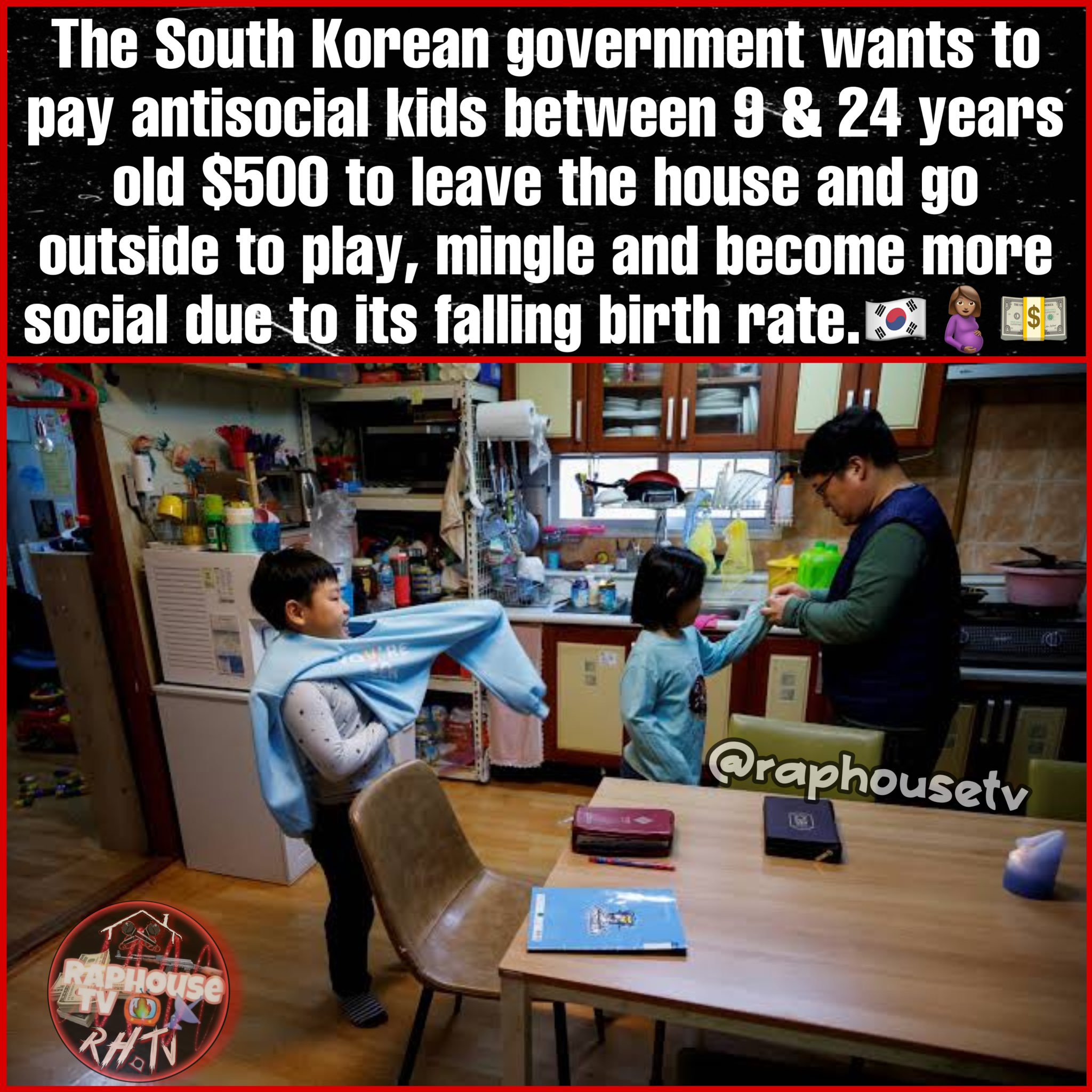 Raphousetv (RHTV) on Twitter: "The South Korean government wants to pay antisocial kids between ...
