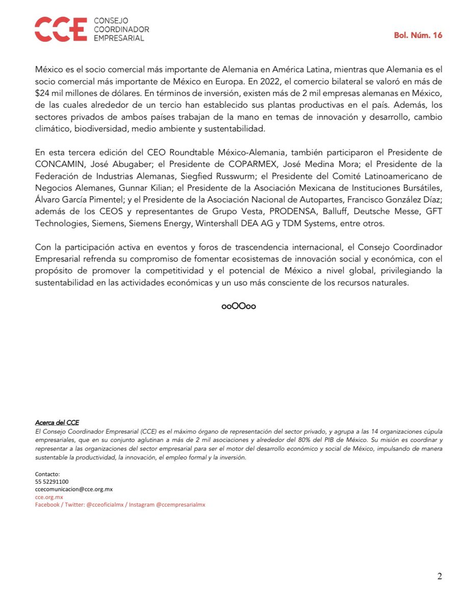 Consejo Coordinador Empresarial CCE on Twitter: "#Comunicado | El #CCE participa en la Feria de ...