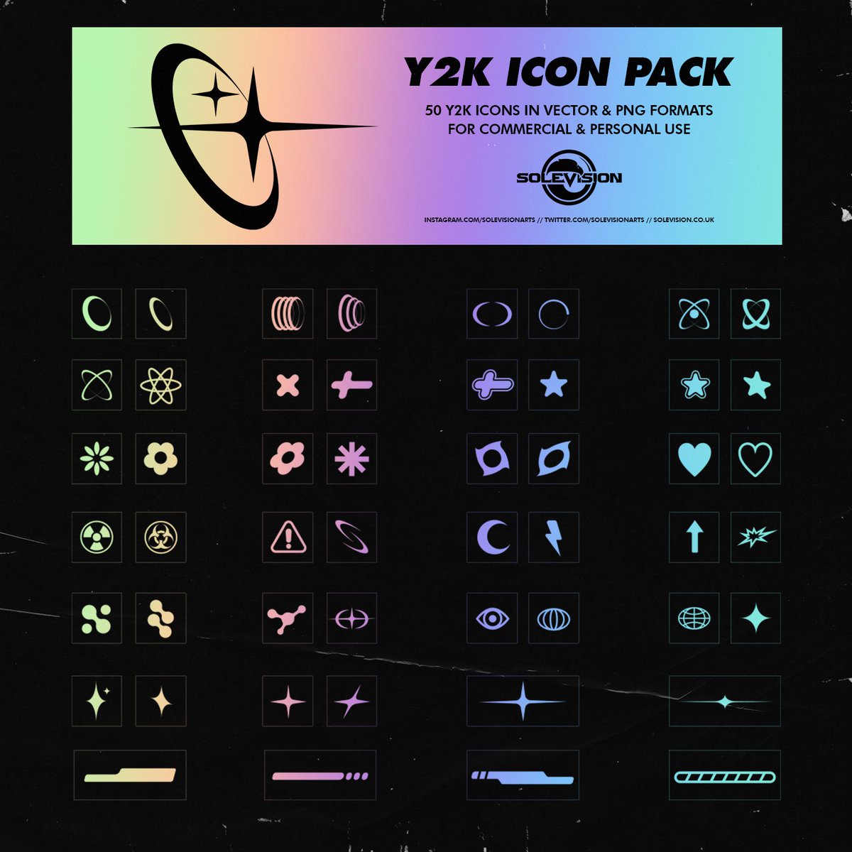 SoleVision on Twitter: "Whats this? I'm doing Design assets now? 🤔 Starting with a Y2K Icon Pack ...