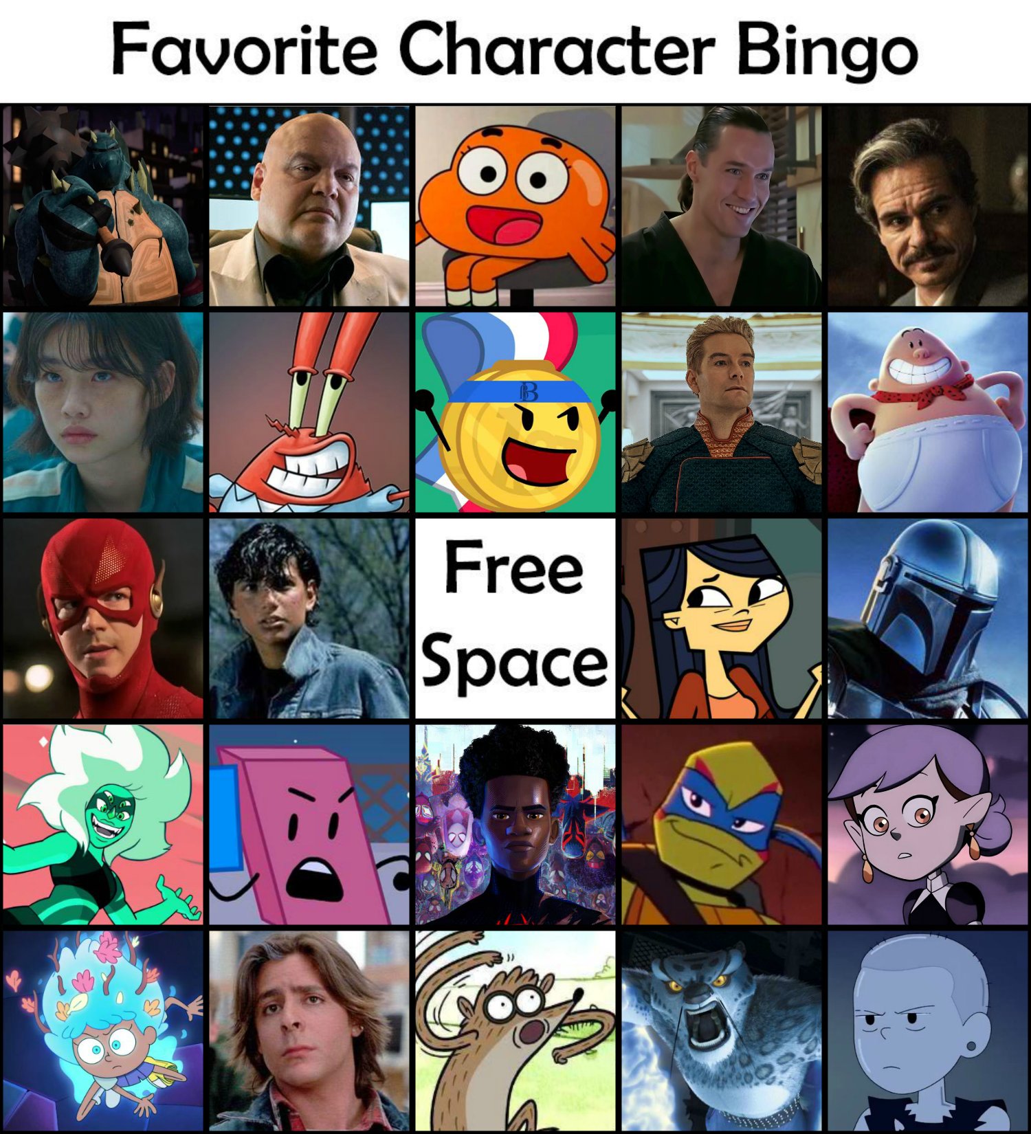 Favorite Character Bingo Favorite Character Bingo By WlanProductions