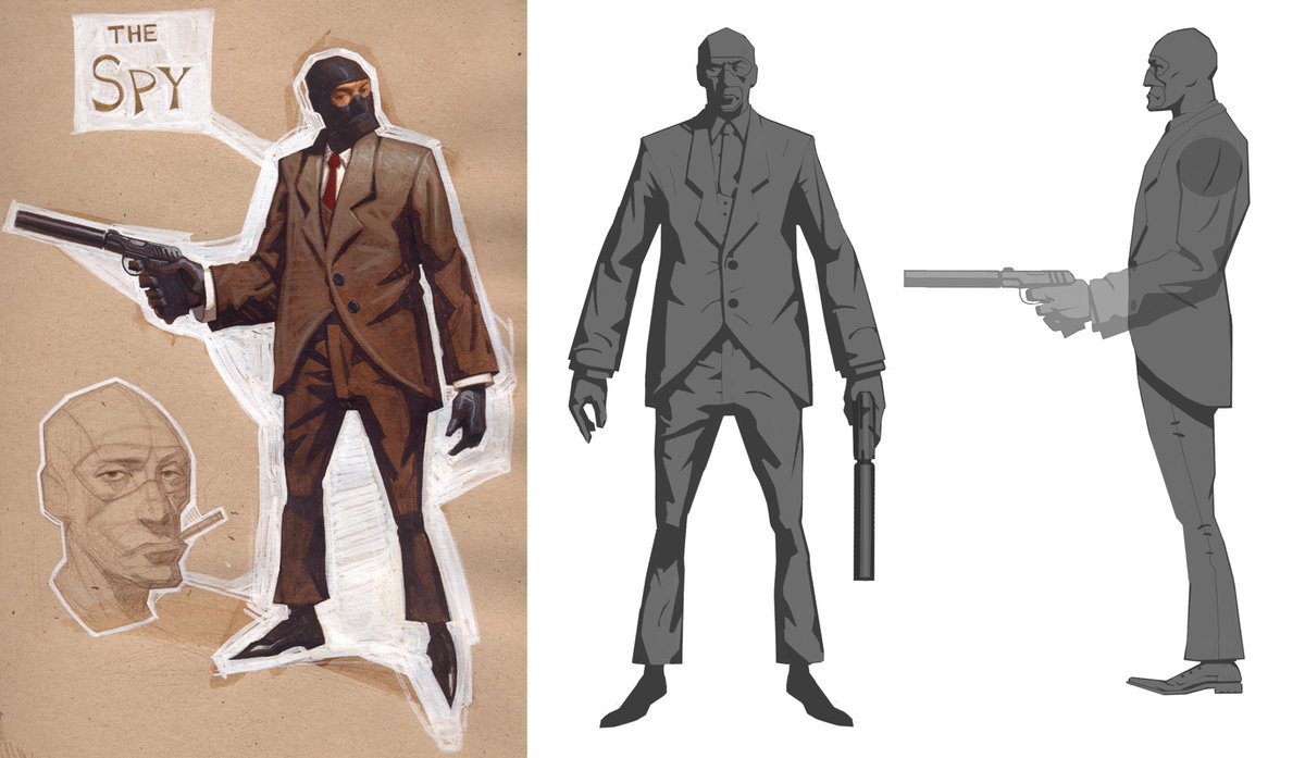 Dennis Bateman on Twitter: "Original TF2 - Spy & Pyro concept art from the Valve archives ...