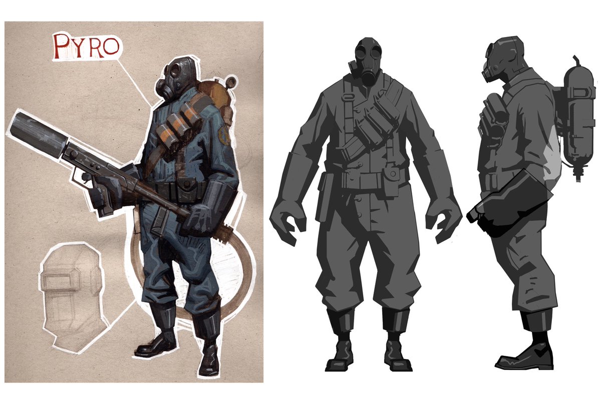 Dennis Bateman on Twitter: "Original TF2 - Spy & Pyro concept art from the Valve archives ...