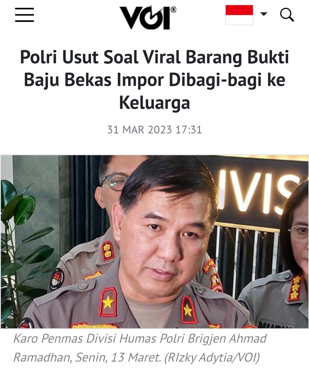 Mazzini on Twitter: "Anggota polisi Dirreskrimsus yg katanya menyisihkan bb baju bekas impor ...