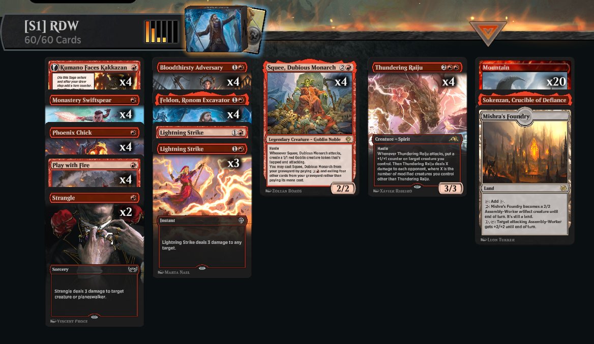 Cardakeys, Glory Dominus on Twitter: "Mythic #250 - Mono Red Aggro BO1 https://mtga.untapped.gg ...