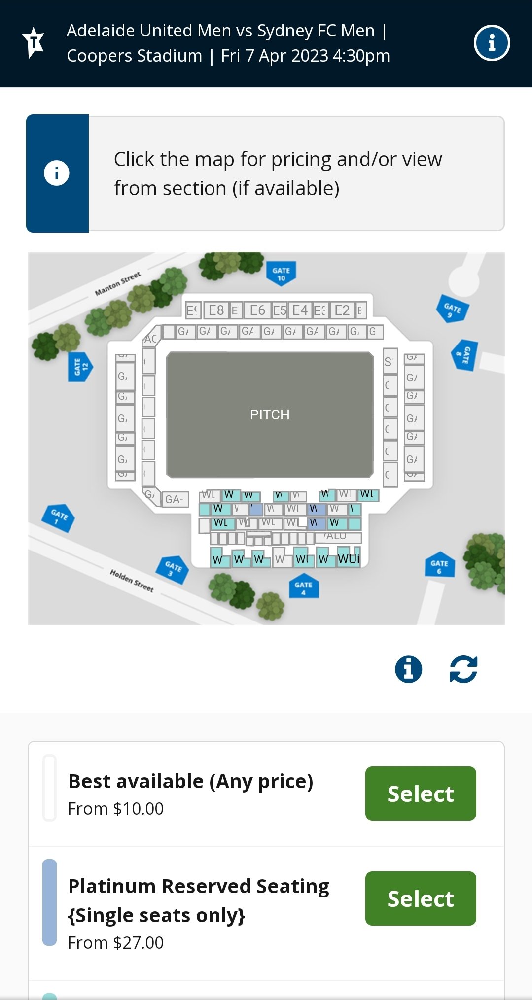 Mapa Del Estadio Hindmarsh Sydney, Melbourne Y Las Increíbles