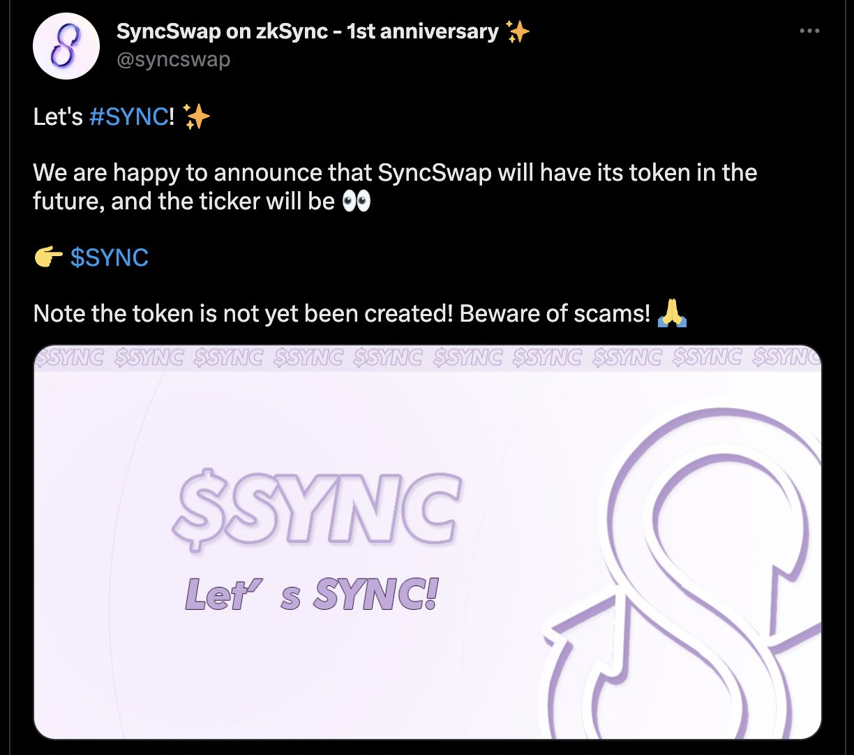Xremlin on Twitter: "The SyncSwap token has been confirmed. My point: you still have time to ...