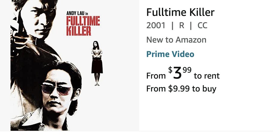 City On Fire on Twitter: "Looks like Johnnie To's 'Fulltime Killer' is available today for ...