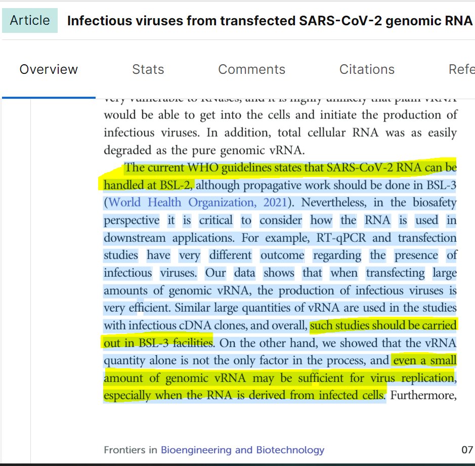 1. SARS-CoV-2 RNA "has been routinely handled in BSL-2 laboratories ...