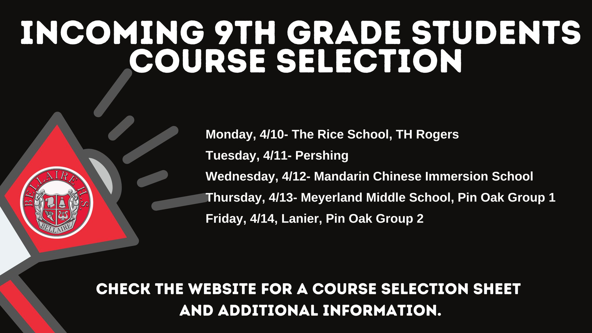 Bellaire High School on Twitter: "Incoming 9th-grade students Bellaire Counselors will be ...