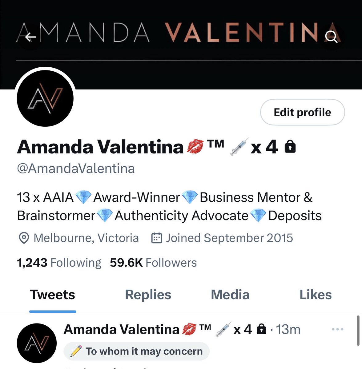 Amanda Valentina💋™ 💉x 4 on Twitter: "I’ve had my blue verified tick removed by Twitter after ...