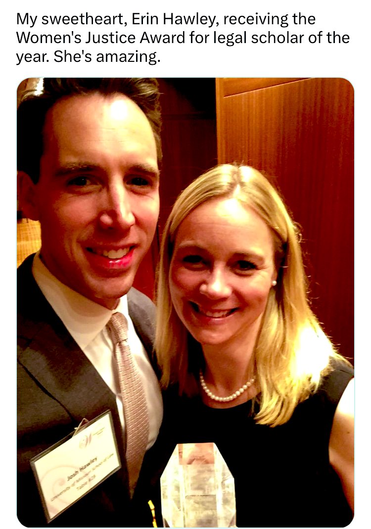 Tristan on Twitter: "RT @bestgsquared: JOSH HAWLEY’S WIFE, ERIN HAWLEY, IS THE LAWYER FOR THE ...