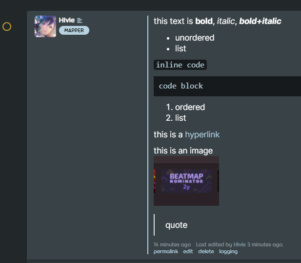 Nomination Assessment Team on Twitter: "the future is here! we can now use markdown in beatmap ...