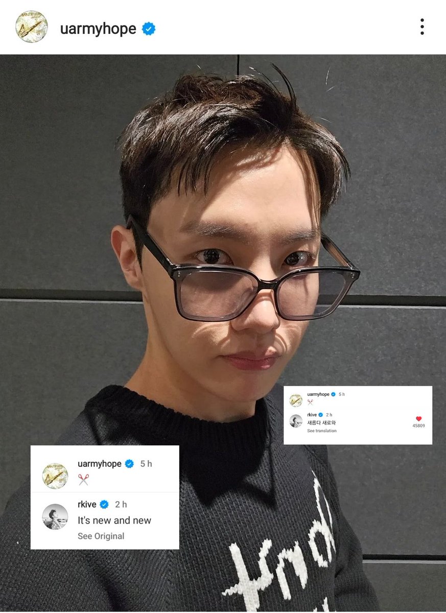 KNJ Fanpage on Twitter: "Namjoon commented on Jhope's IG post. "It's new. It's new" #RM #방탄소년단RM ...
