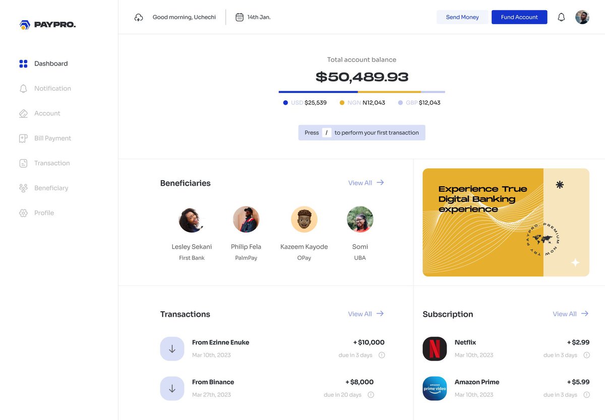 Uch - UX / Ul Designer on Twitter: "PAYPRO. Fintech Dashboard Exploration! Let's go🚀🚀 . . Follow ...