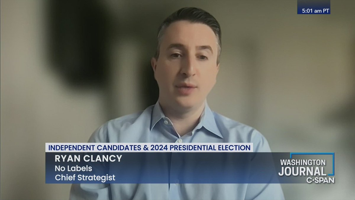 Washington Journal on Twitter: "Joining us now-- @NoLabelsOrg chief strategist Ryan Clancy ...