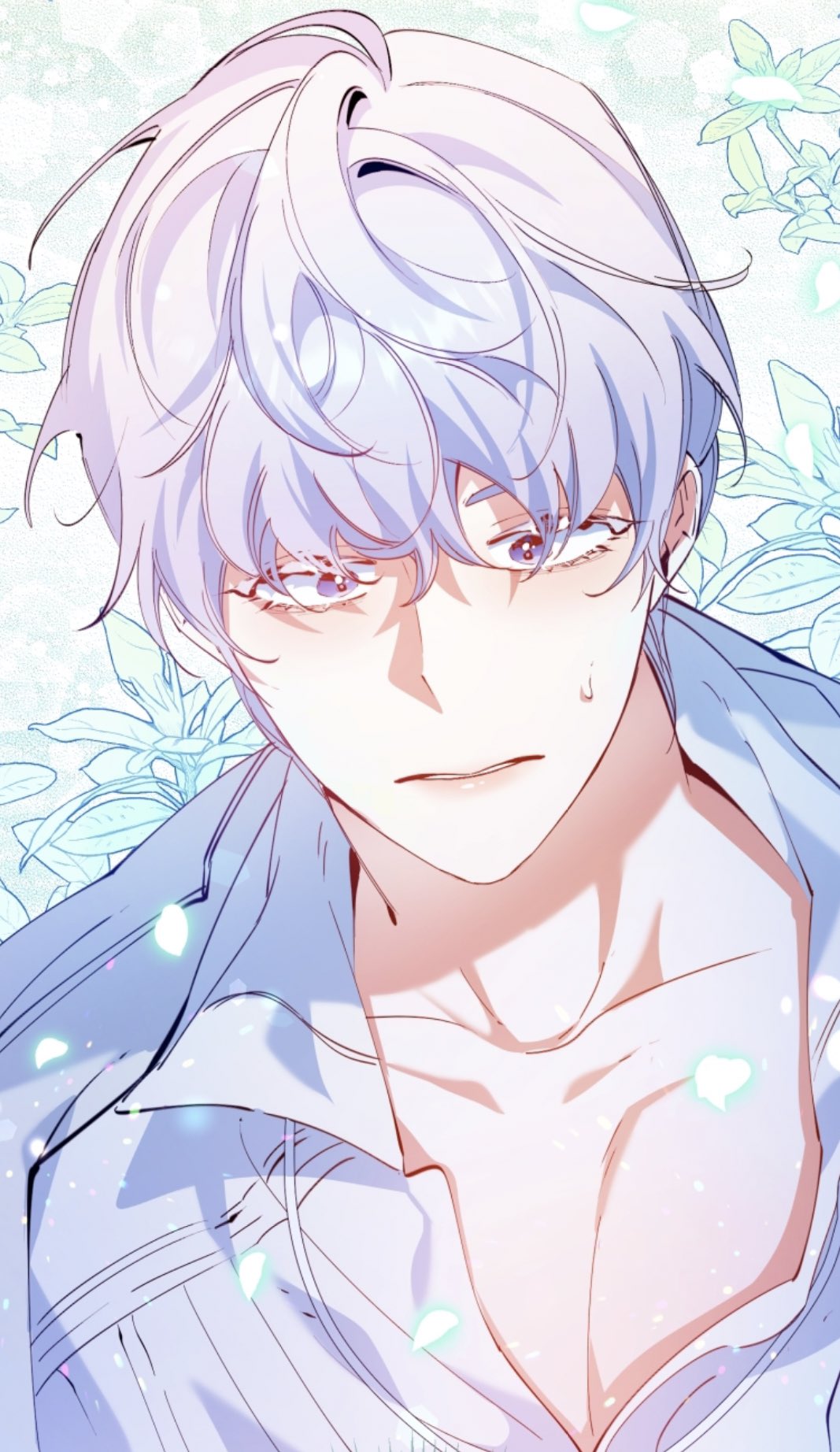 Anime Guy With White Hair And Purple Eyes