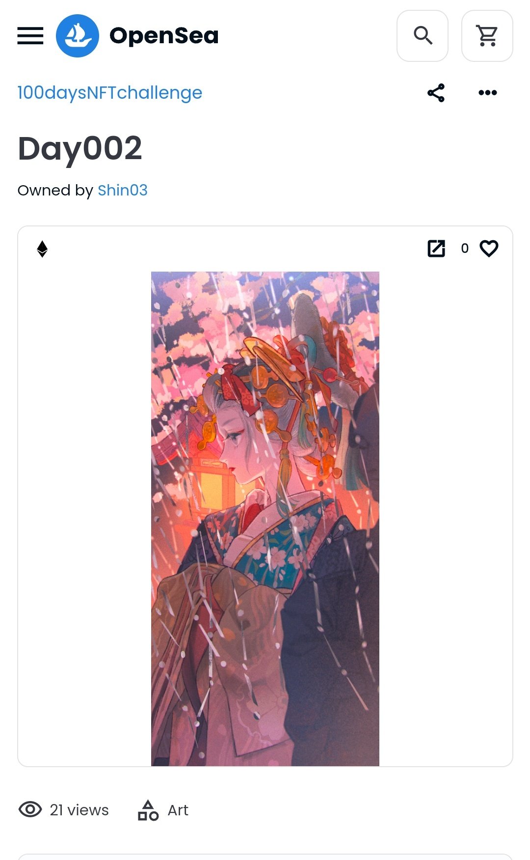 itokawa🌕𝙉𝙁𝙏⇨100日チャレンジ on Twitter: "うわー！！！！Day002がひっそりshinさん(@shinshiawase7 )にお迎えいただいている…！！！ ️‍🔥 ...