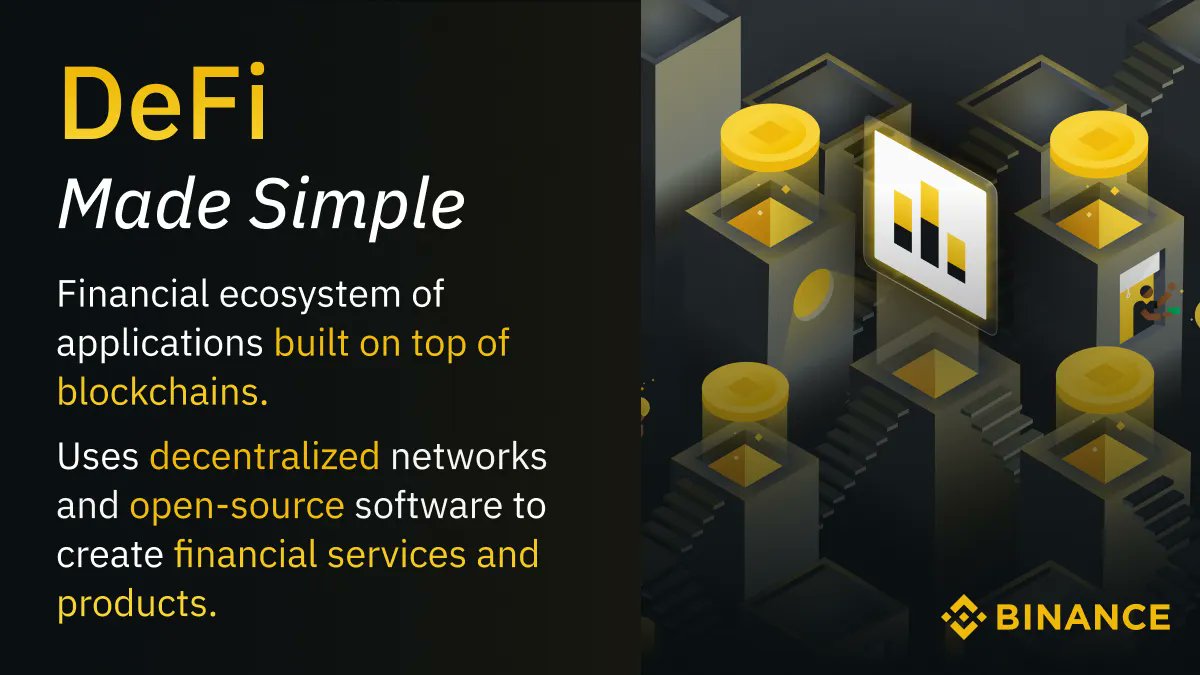 Binance on Twitter: "DeFi, made simple. Decentralised finance describes the financial ...