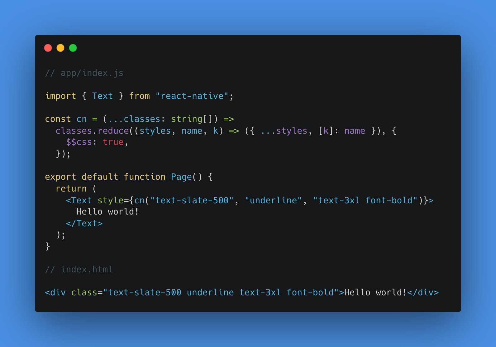 Evan Bacon 🥓 on Twitter: "💡 Pro Tip: Use `$$css` to set the HTML `class` attribute in @Expo web ...