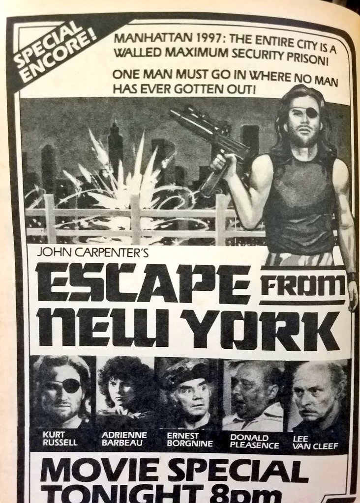 HBO Guide on Twitter: "April 1982 @HBO John Carpenter's classic ESCAPE FROM NEW YORK - guide ads ...