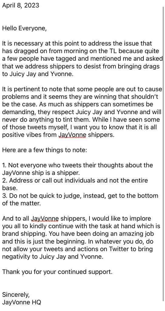 JayVonne HQ on Twitter: "Good evening, all I am addressing this just one time again because of ...