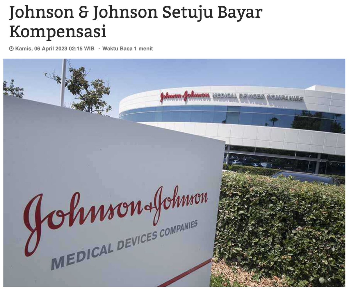 Sedekade berlalu, Johnson & Johnson akhirnya setuju membayar kompensasi ...