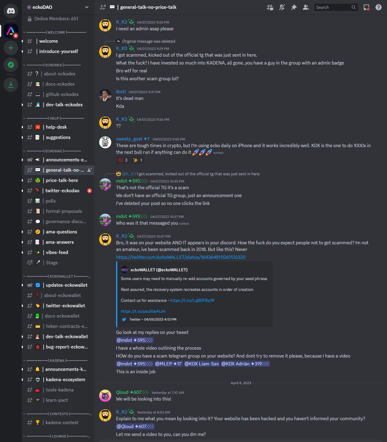 Kaddex on Twitter: "@eckoDAO @eckoWALLET Update 3: In an effort to keep the Kadena community ...