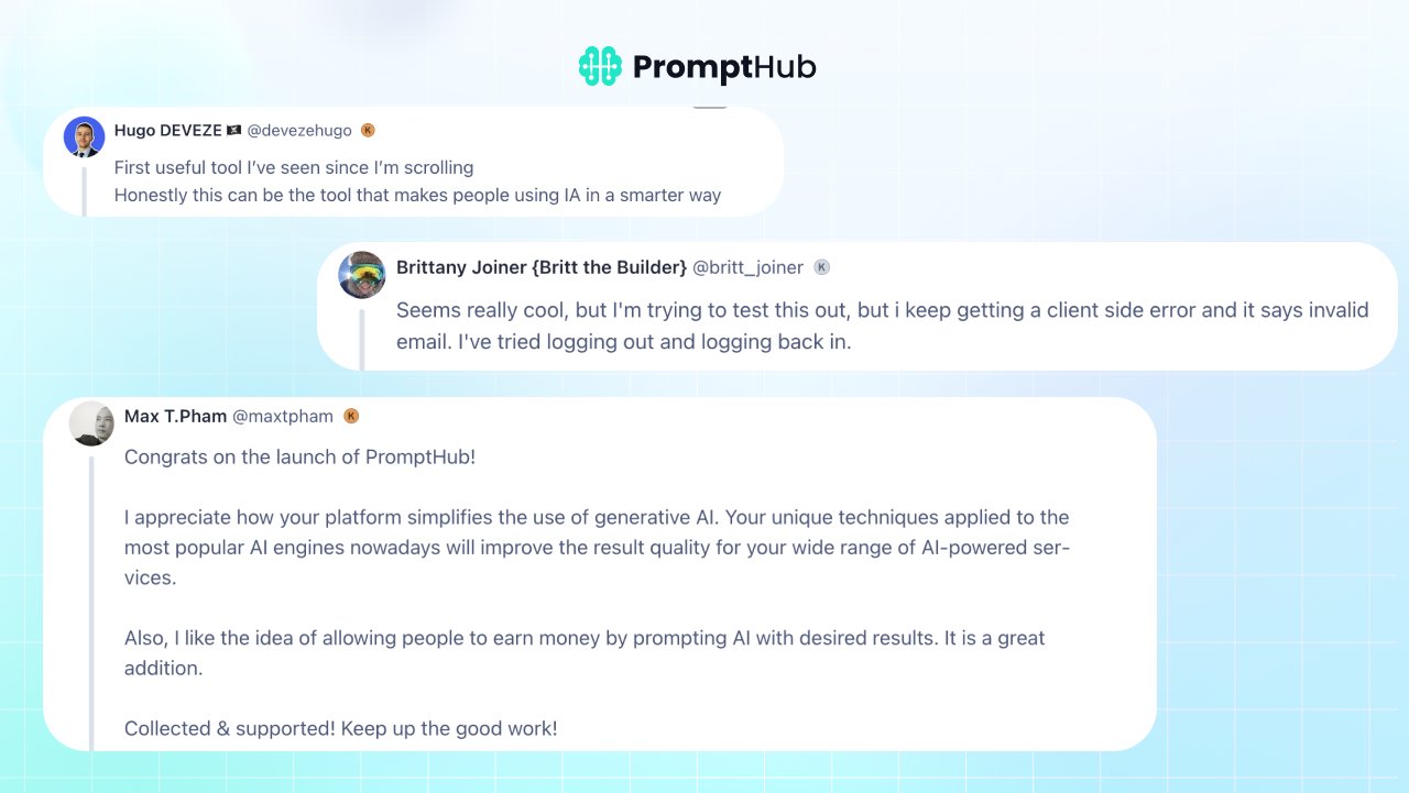 PromptHub on Twitter: "Grateful for the amazing support & positive feedback on our Product Hunt ...