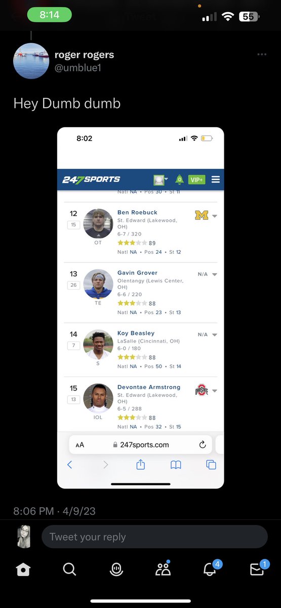 Carrie Lynn on Twitter: "A Michigan fan tries to call out Deontae Armstrong. Saying he’s ranked ...