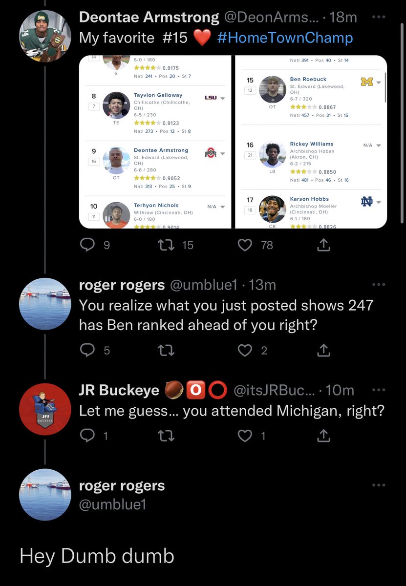 Carrie Lynn on Twitter: "A Michigan fan tries to call out Deontae Armstrong. Saying he’s ranked ...