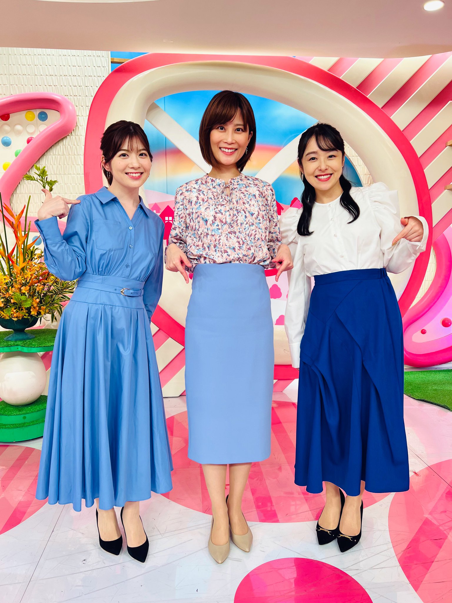 Oha!4 NEWS LIVE 公式 おはよん on Twitter: "【きょうのオフショット】 偶然にもブルーのおそろいコーデだった3人をパシャリ📸春ですね。 「私だけ黄色で選抜落ち😭」と ...