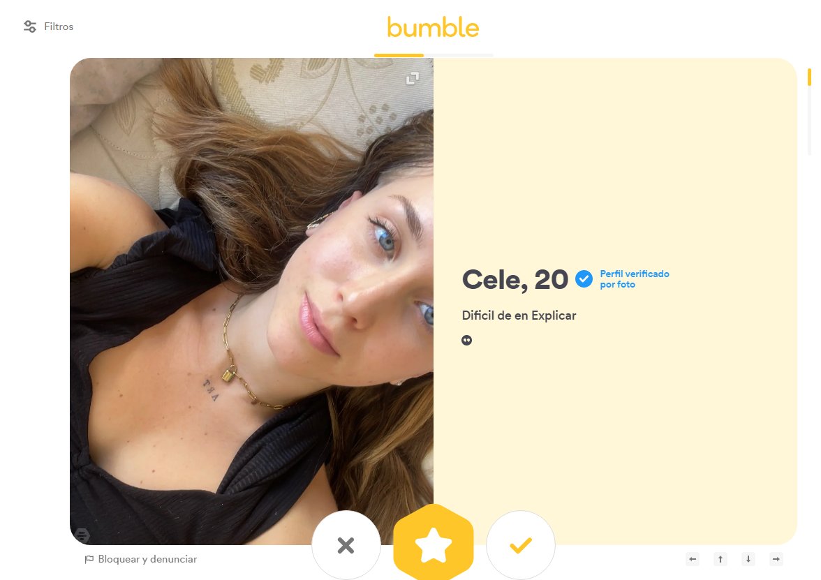mila on Twitter: "estaba en bumble y me salio celes salas ajajjss"