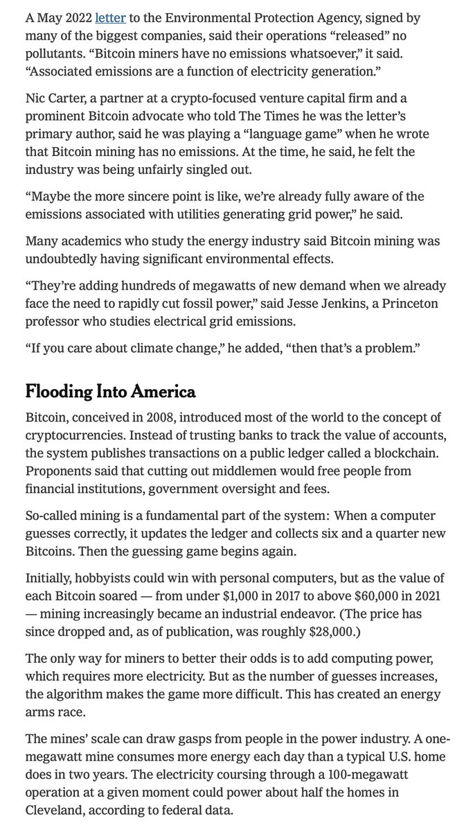 NYTimes finally ran their #Bitcoin mining piece! 🧵 - Thread from Pierre ...